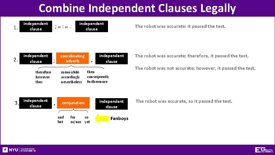 Sentence Combining Sentence Combining How to combine independent