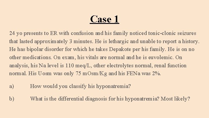Water Homeostasis Hyponatremia James Brandes M D Carroll