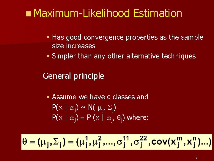 Chapter 3 Maximumlikelihood Bayesian Parameter Estimation Introduction
