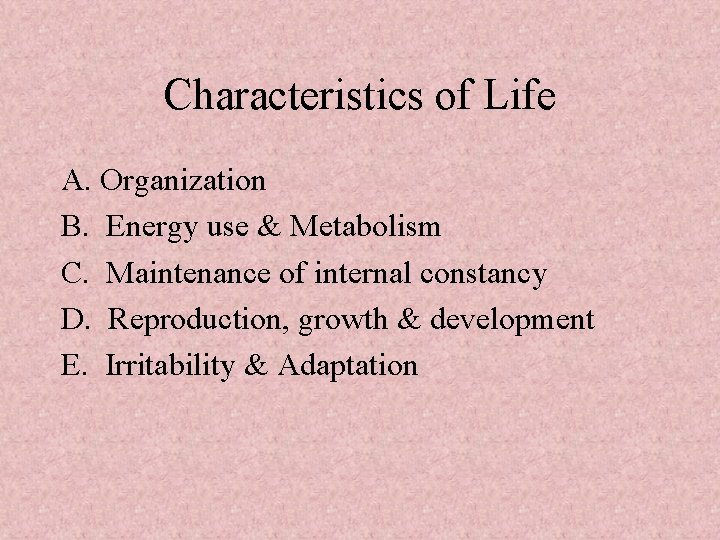 Biology 181 The Unity of Life Dr Lawrence