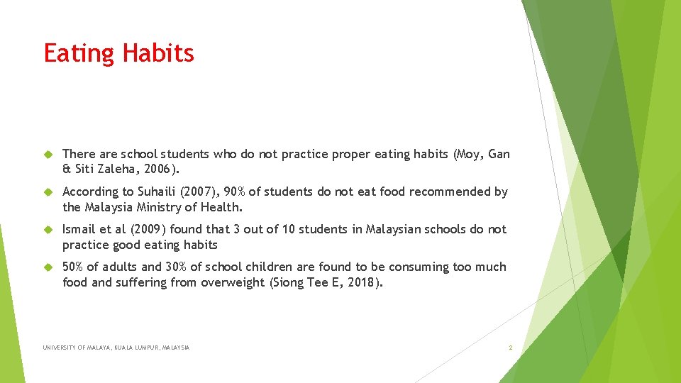 Eating Habits and Physical Activities among Secondary School