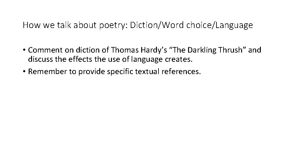 Basic Poetry Analysis Hardy and Housman Ten Steps