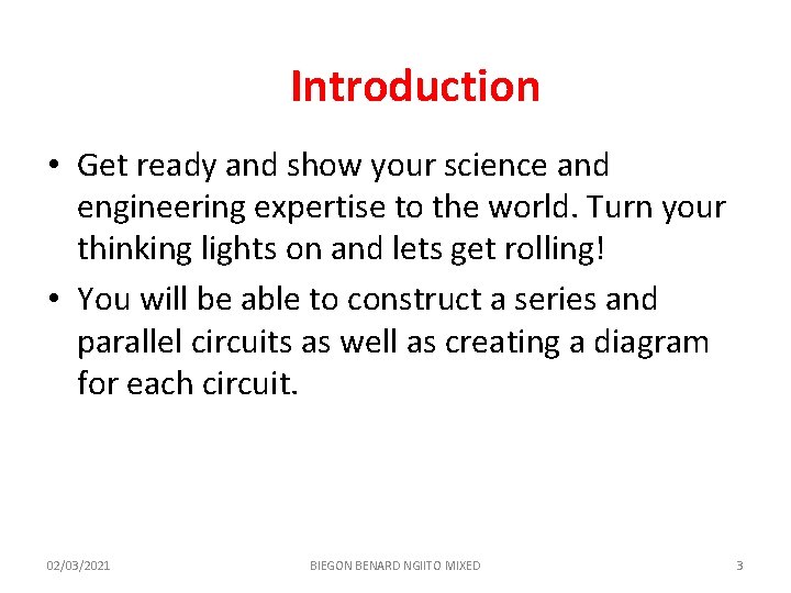 WEBQUEST TITLE Graphic Photograph SIMPLE Electric Circuits FORM
