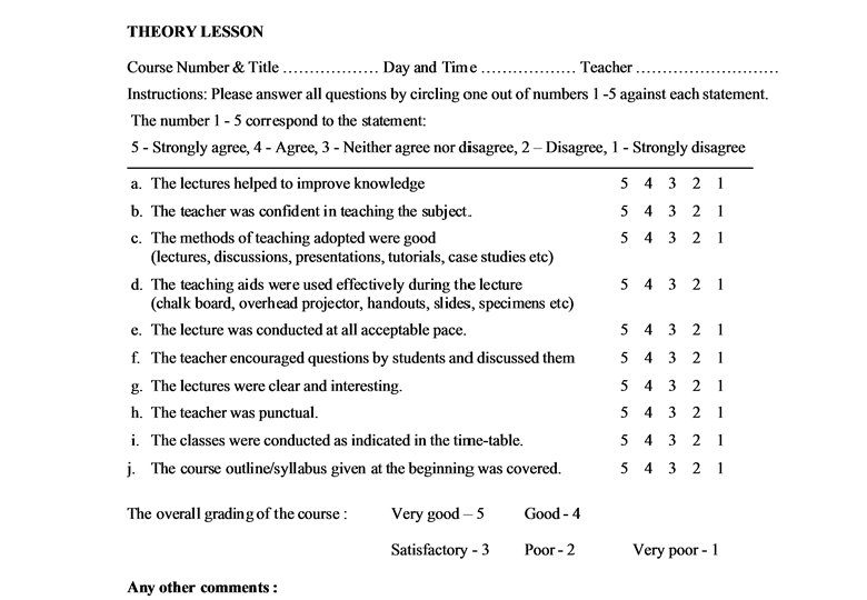 TEACHER AND COURSE EVALUATION BY STUDENTS STUDENT FEEDBACK