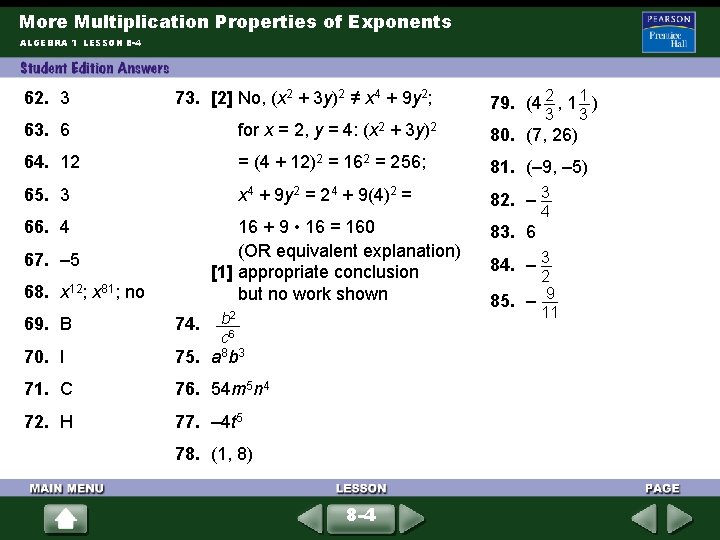 More Multiplication Properties of Exponents ALGEBRA 1 LESSON