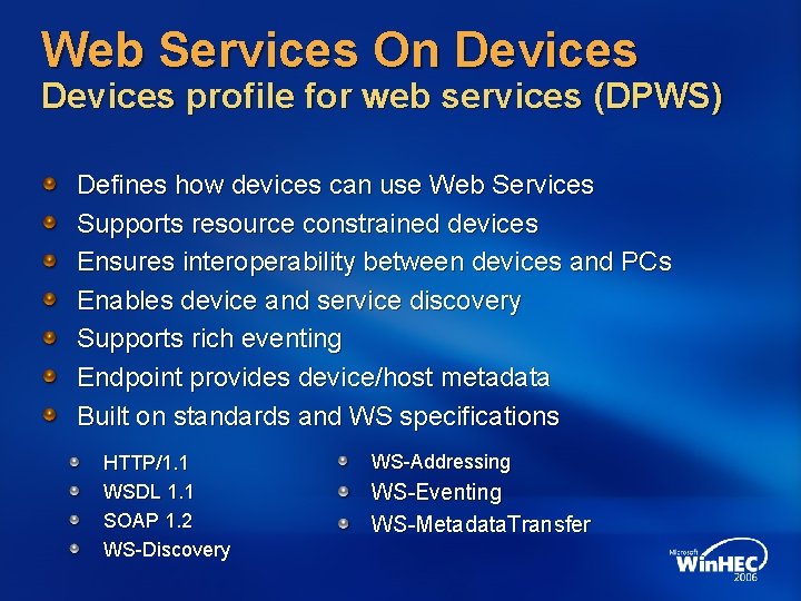 Web Services On Devices In Windows Vista Dave