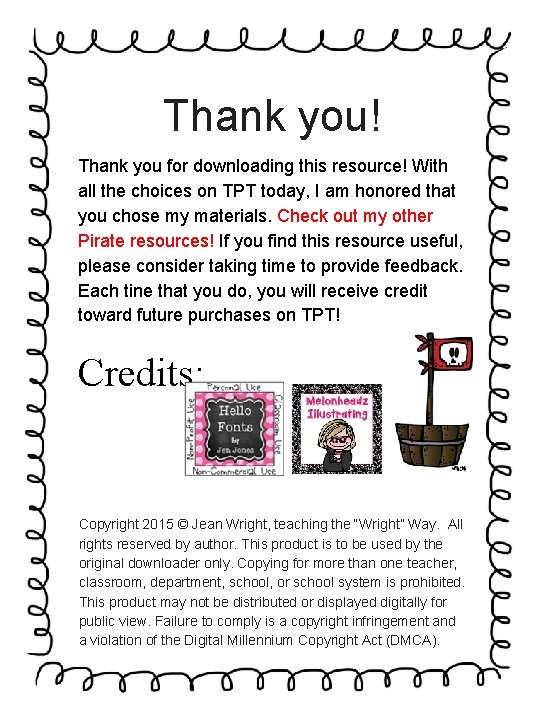Pirate Theme Newsletter freebie by Jean Wright Teaching