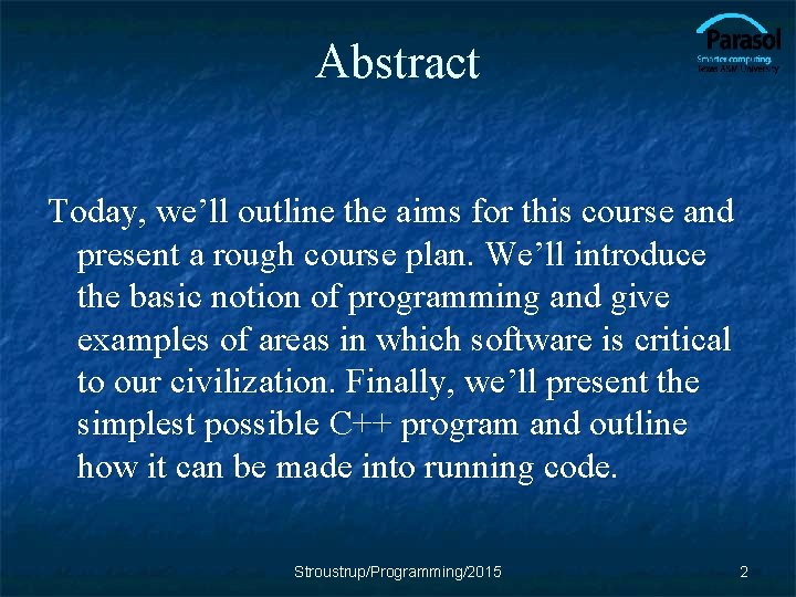 Chapters 1 2 Programming and Programs Bjarne Stroustrup