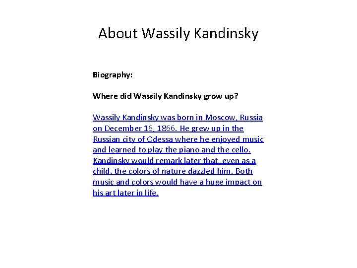 Wassily Kandinsky Russian Painter Movement Abstract Expressionism What