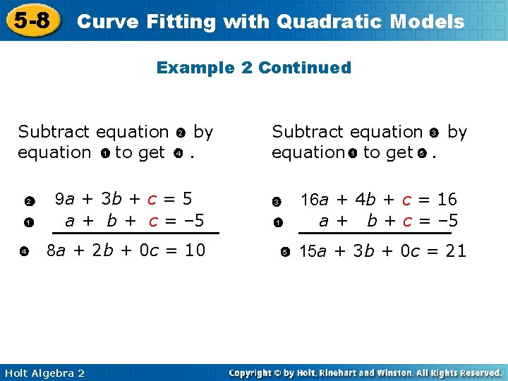 5 8 Curve Fitting with Quadratic Models Objectives