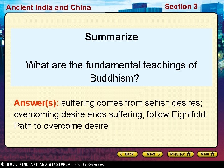 Ancient India and China Buddhism Preview Main Idea