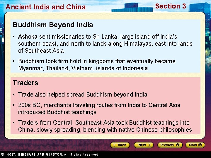 Ancient India and China Buddhism Preview Main Idea