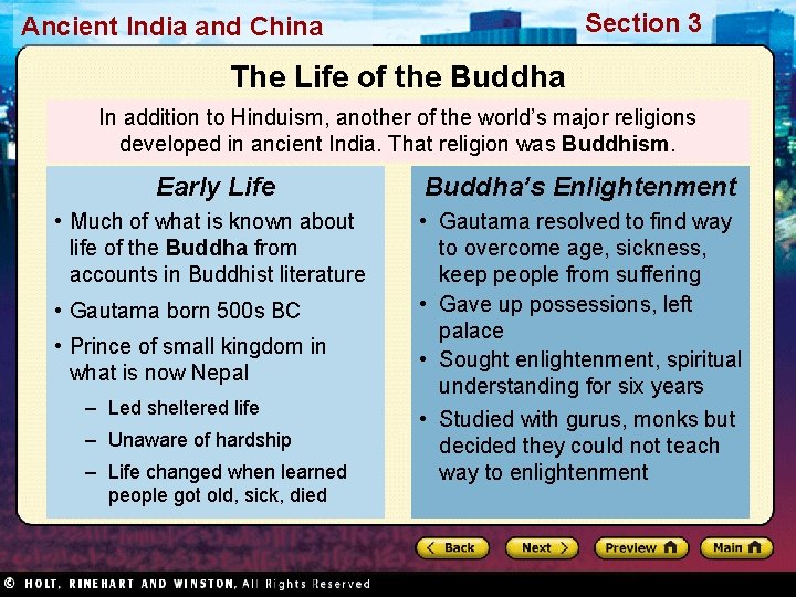 Ancient India and China Buddhism Preview Main Idea