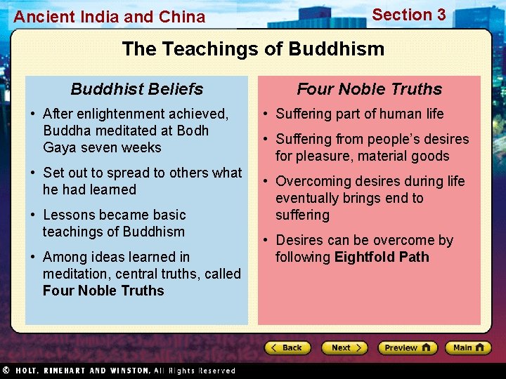 Ancient India and China Buddhism Preview Main Idea