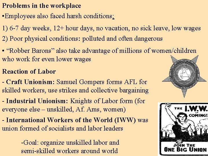 Big Business Labor How do the Robber Barons