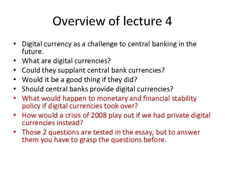 Lecture 4 digital currency and central banking Course