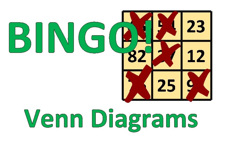 Venn Diagrams Bingo Only Answers Students should choose