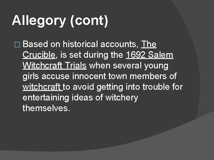 THE CRUCIBLE Authority The Church The God that