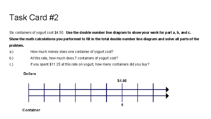 Double Number Line Task Cards Task Card 1