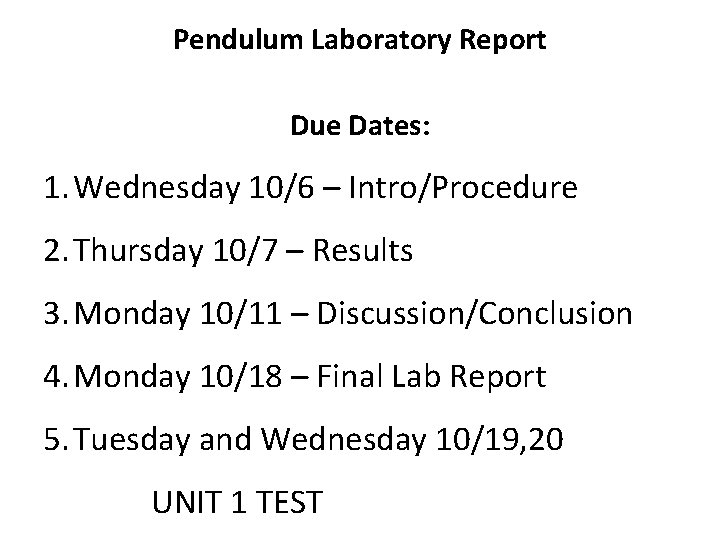 Pendulum Lab Model Data Tables Pendulum Lab Model