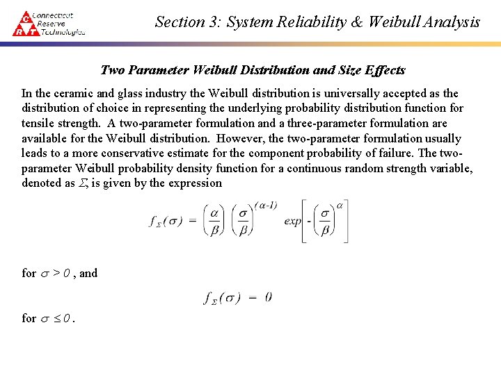Section 3 System Reliability Weibull Analysis Introduction to