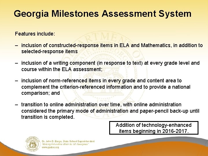 Historical Overview of Georgias Standards Dr John Barge