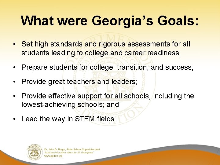 Historical Overview of Georgias Standards Dr John Barge