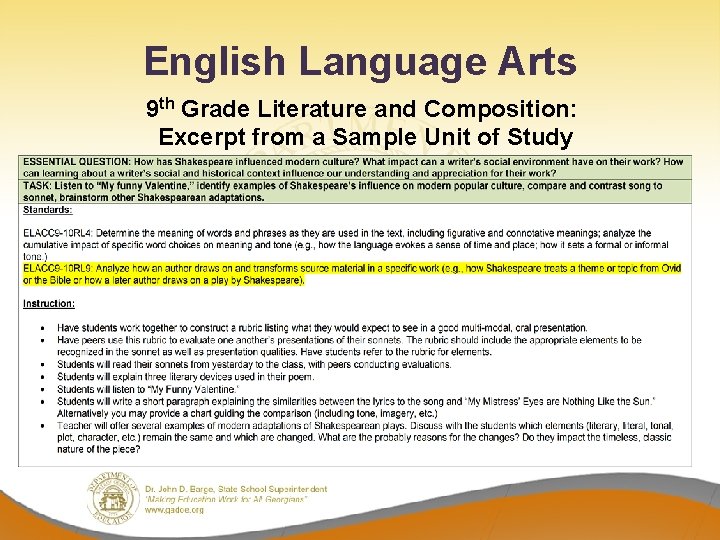 Historical Overview of Georgias Standards Dr John Barge