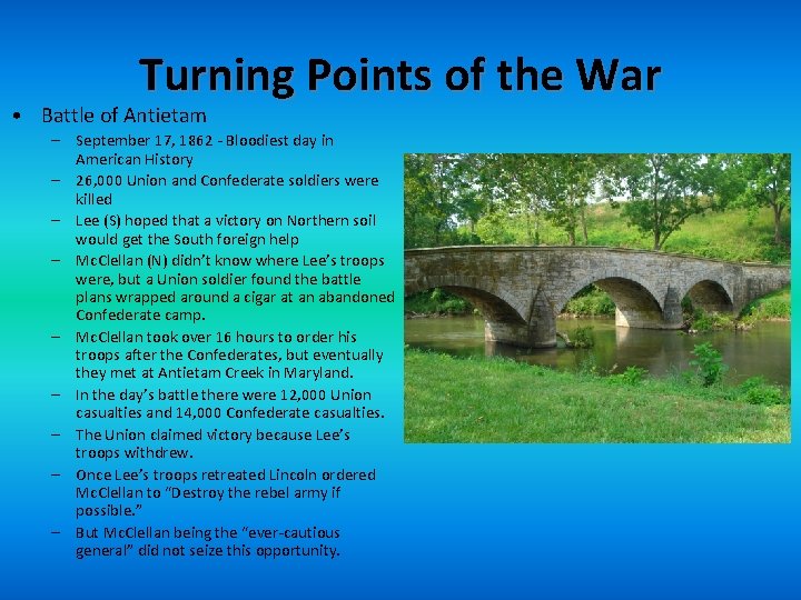 Turning Points of the War Battle of Antietam