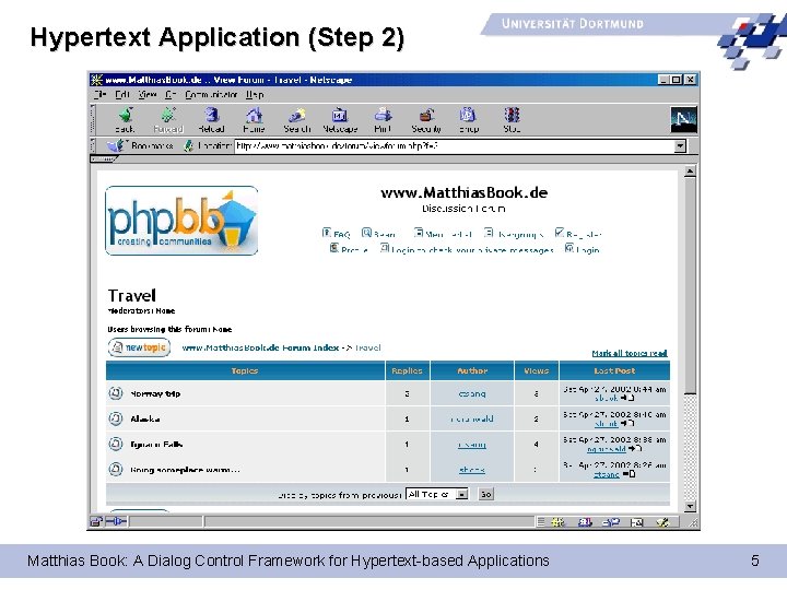 A Dialog Control Framework for Hypertextbased Applications Matthias