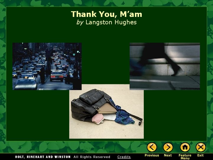 Thank You Mam by Langston Hughes Feature Menu