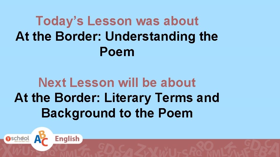 Lesson Topic Poem At the Border 1979 by