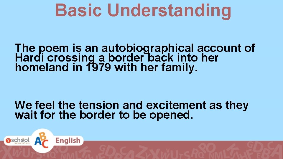Lesson Topic Poem At the Border 1979 by