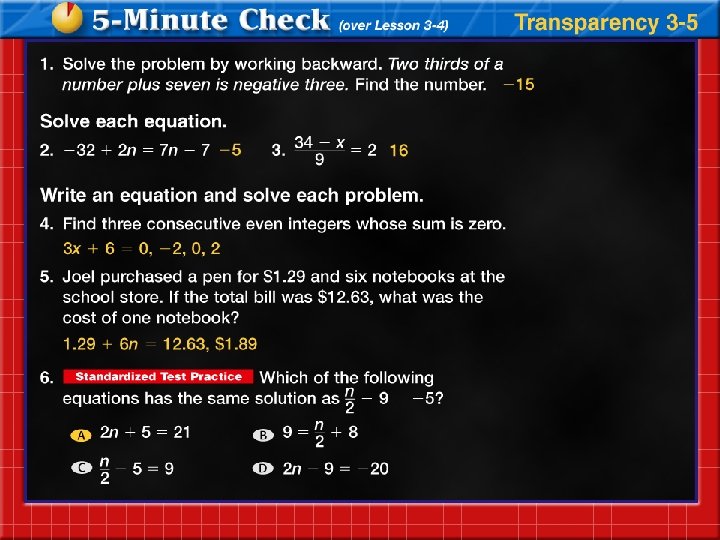 Lesson 3 5 Solving Equations with the Variable