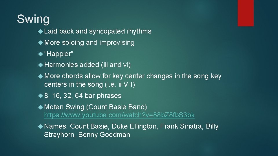 Blues Swing and Bebop BY MICHAEL GAIEWSKI Blues