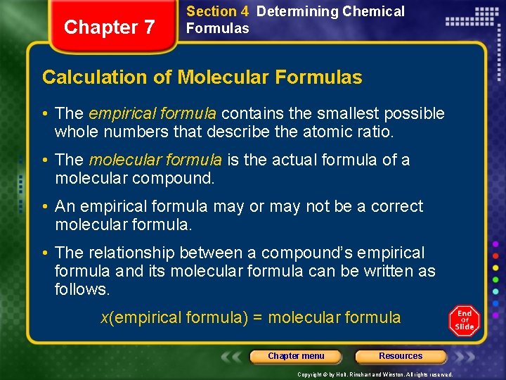 Chapter 7 Section 4 Determining Chemical Formulas Objectives