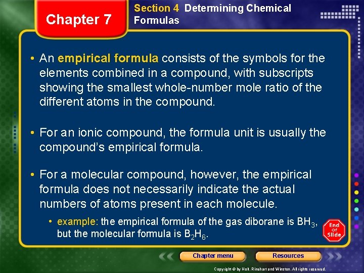 Chapter 7 Section 4 Determining Chemical Formulas Objectives
