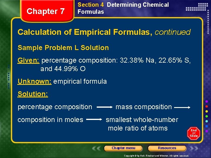 Chapter 7 Section 4 Determining Chemical Formulas Objectives