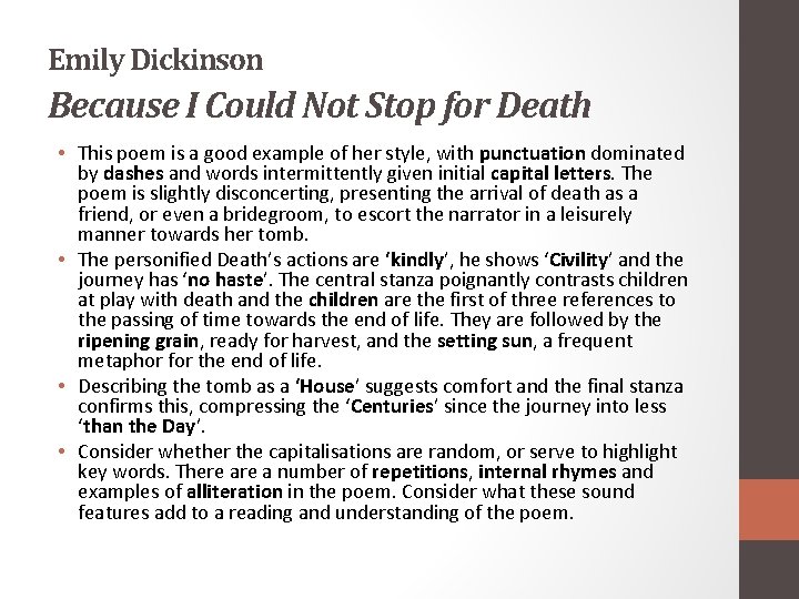 Because I Could Not Stop For Death Emily