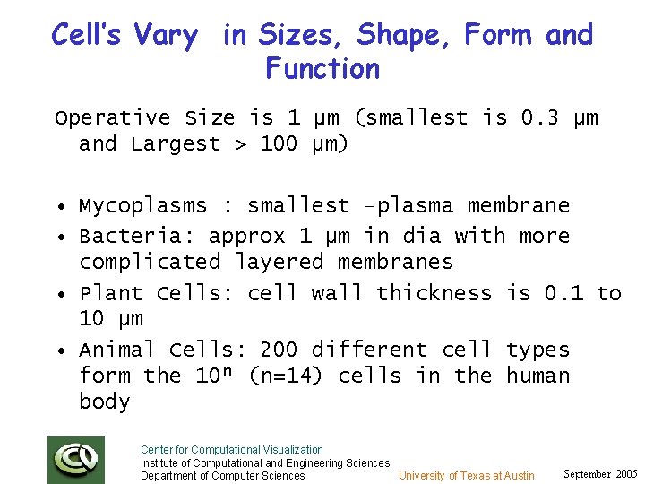Lecture 5 Multiscale BioModeling and Visualization Cell Shapes