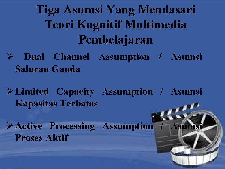 1 Menurut cognitive theory of multimedia learning bahwa