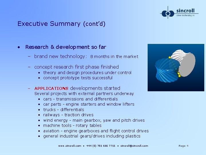 Roller Gearing new technology applications from collaborations sincroll