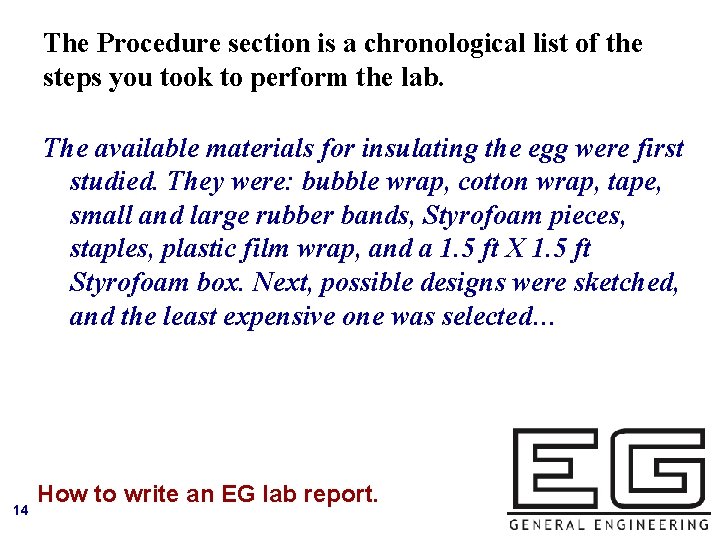 How to Write a Lab Report EG Writing
