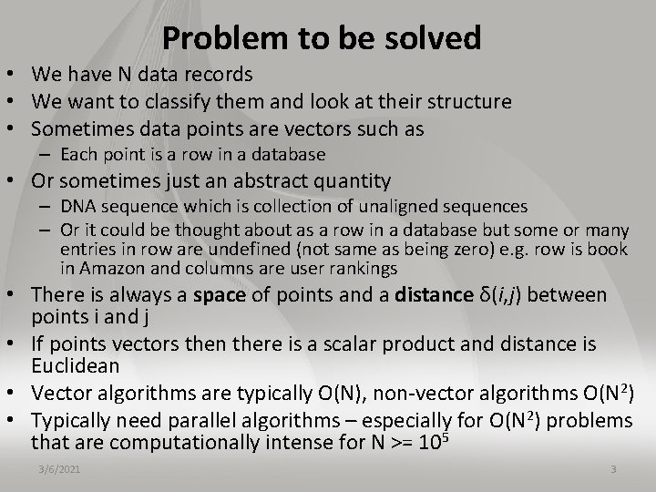 Cookbook on Clustering Dimension Reduction and Point Cloud