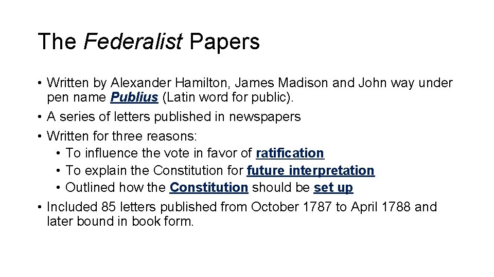 AntiFederalists The Federalist Papers and the Bill of
