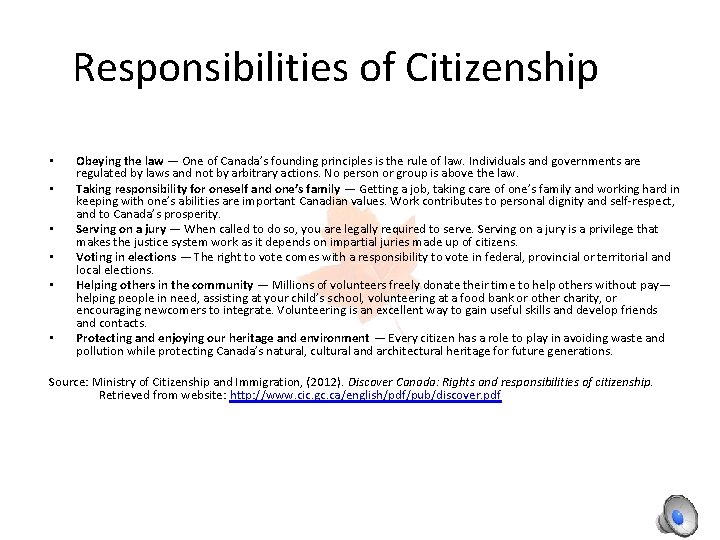 CITIZENSHIP IN CANADA OUR RIGHTS AND RESPONSIBILITIES LEGAL