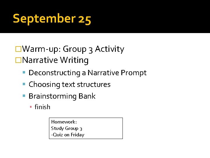 September 23 Warmup Introduce Group 3 The Giver