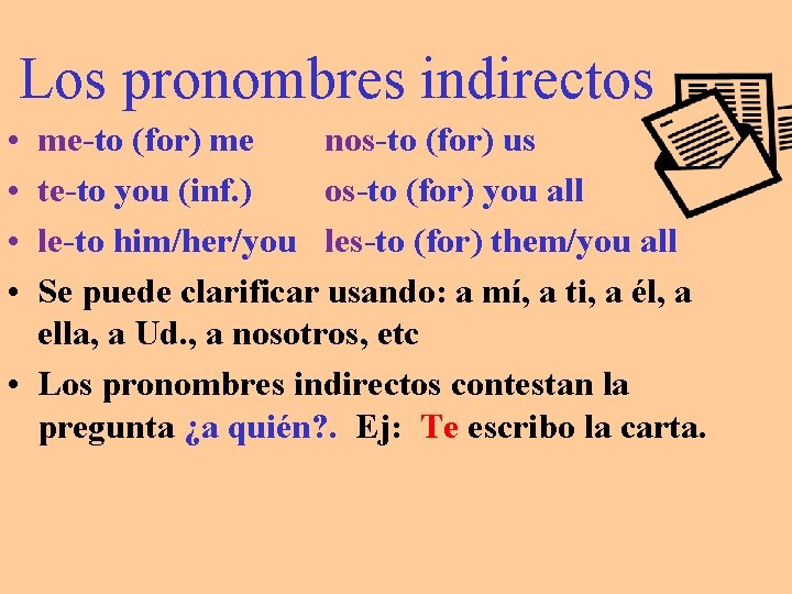 Los pronombres dobles He gave it to me