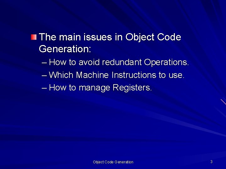 Object Code Generation Statements In 3 Ac Are