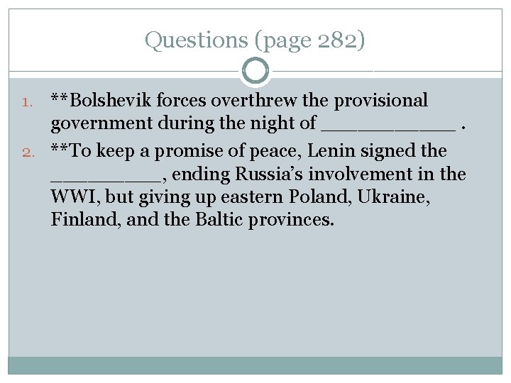 The Russian Revolution CHAPTER 14 LESSON 3 Bellringer